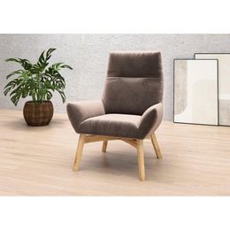 Home Affaire Sessel &raquo;Basic Relaxsessel, Design und Komfort, bequem, Breite 82cm&laquo; Extra hohe R&uuml;ckenlehne grau 100% Polyester Velours, Holzf&uuml;&szlig;e, B/H/T: 