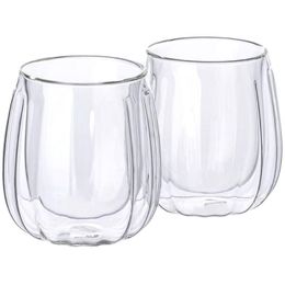 Mulex Latte-Macchiato-Glas &raquo; Gl&auml;ser Set Chicago&laquo; doppelwandig, ideal f. Kaffee, Cappuccino, Latte Macchiatto, 2tlg transparent Borosilikatglas &Oslash; 7,5cm x 