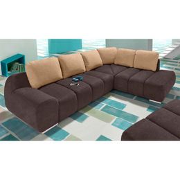 OTTO home Ecksofa &raquo;Bono L-Form&laquo; mit Ottomane, wahlweise mit Schlaffunktion braun Luxus-Microfaser ALTARA NUBUCK (100% Polyester);Luxus-Microfaser 