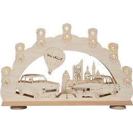 SAICO Original LED Schwibbogen &raquo;3D-Lichterbogen, Trabant und Wartburg&laquo; LED-Beleuchtung, warmwei&szlig;, BxHxT: 52x32x4,5 cm Holz teilmassiv B/H/T: 52cm x 
