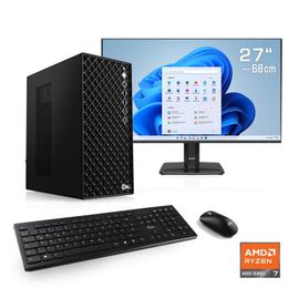CSL PC-Komplettsystem &raquo;Mystic V24168&laquo; 27 &prime;&prime; AMD Ryzen 7 AMD Radeon Vega 8 Graphics 16 GB RAM 1.000 GB SSD schwarz Inkl. 27 Zoll Full-HD Monitor, Maus,