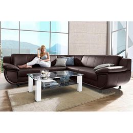 Trendmanufaktur Ecksofa &raquo;Rondo wahlweise mit Schlaffunktion, 267x247 cm (BxT), breite Armlehnen&laquo; L-Form, wahlweise mit Federkern bestellbar, F&uuml;&szlig;e 