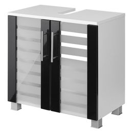 Welltime Waschbeckenunterschrank &raquo;Jaca&laquo; Breite 60 cm, mit MDF Hochglanz-Fronten grau Holzwerkstoff, MDF wei&szlig;, B/H/T: 60cm x 58cm x 35cm, T&uuml;ren: 2 Stk.