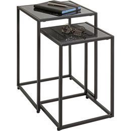 HAKU Beistelltisch &raquo;Sofatisch, Wohnzimmertisch&laquo; Set, 2er Set, 2 Stk. tlg. quadratisch - aus Kunstmarmor Schwarz B/T/H 28/28/43 und 33/33/50 cm B/H/T: 