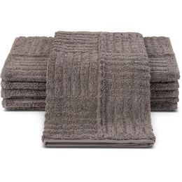Ross Gaestehandtuecher &raquo;CARRE&laquo; 100% Baumwolle, Rippenstruktur, gro&szlig;e Farbauswahl grau Frottier, Frottier B/L: 30cmx50cm, 6 Stk., Frottier