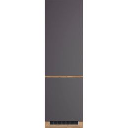 KOCHSTATION K&uuml;hlumbauschrank &raquo;KS-Riesa&laquo; Breite 60 cm, MDF-Fronten grau Holzwerkstoff wotaneiche, B/H/T: 60cm x 200cm x 60cm