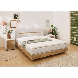 Jockenh&ouml;fer Boxspringbett &raquo;Hetty erh&auml;ltlich in der Gr&ouml;&szlig;e 180x200cm&laquo; schwebende Optik, 7-Zonen-Matratze, Topper, mehrere H&auml;rtegrade w&auml;hlbar grau Bezug Bett: 