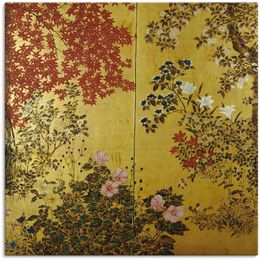 Artland Wandbild &raquo;Japanischer Wandschirm 18. Jahrhundert&laquo; Pflanzen 1 Stk. tlg. als Leinwandbild, Poster in verschied. Gr&ouml;&szlig;en bunt Leinwand B/H/T: 30cm x 30cm,