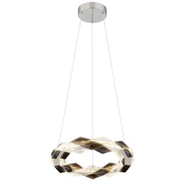 Globo LIGHTING LED Pendelleuchte &raquo;KARILION&laquo; LED-Modul Tageslichtwei&szlig; H&auml;ngelampe/H&auml;ngeleuchte/Wohnzimmer/Esstisch/elegant silber &Oslash; 37cm H: 130cm