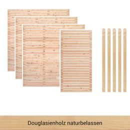 Bm Massivholz Zaun &raquo;Kurt Set 3.1&laquo; 3 Elemente 180 x 180cm, 1 Element 90x180cm, 5 Pfosten, L&auml;nge 190cm beige Holzwerkstoff H/L: 180cm, Pfosten: 5 Stk.