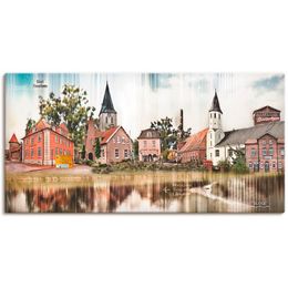 Artland Leinwandbild &raquo;Hasel&uuml;nne Stadtansicht Collage Emsland&laquo; Deutschland 1 Stk. tlg. auf Holzrahmen gespannt braun Leinwand B/H/T: 60cm x 30cm, Leinwandbild 
