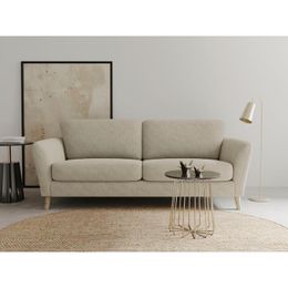 OTTO home 3-Sitzer &raquo;MARSEILLE 3er Sofa 206 cm, Cord, Flachgewebe, Struktur, Webstoff&laquo; Massivholzbeine Eiche, Landhausstil, Wellenunterfederung grau 