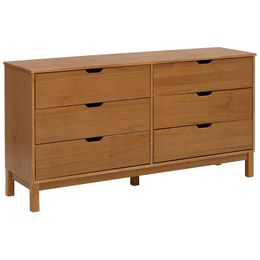 OTTO home Kommode &raquo;Post&laquo; massives Kiefernholz, mit vielen Stauraumm&ouml;glichkeiten, Breite 150 cm beige Massivholz B/H/T: 150cm x 75cm x 39cm, 6 Stk., 