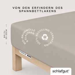 Schlafgut Spannbettlaken &raquo;PREMIUM Mako-Zwirn-Jersey, 220 g/m&sup2;, 95% Bio-Baumwolle, 5% Elasthan&laquo; Bettlaken bis 30 cm H&ouml;he, PREMIUM-Qualit&auml;t langlebig, perfekter 