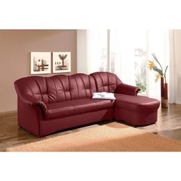 DOMO collection Ecksofa &raquo;Papenburg, zeitlose R&uuml;ckensteppung, elegante Formensprache, L-Form&laquo; in gro&szlig;er Farbvielfalt, wahlweise mit Bettfunktion rot 