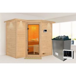 Karibu Sauna &raquo;Sanna 2&laquo; Set, Ofen 9 KW externe Strg easy beige Saunaofen, externe Steuerung, 9 kW