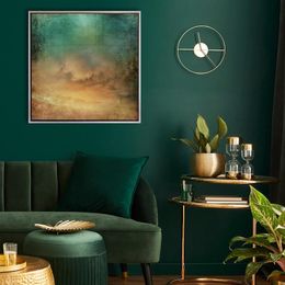 queence Leinwandbild &raquo;Wolken&laquo; Abstrakt Abstrakte Kunst Modern mit einem Schattenfugenrahmen veredelt blau Canvas, Holzrahmen B/H/T: 50cm x 50cm x 2cm,