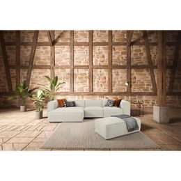 W.Schillig Ecksofa &raquo;around-the-block Mega Sofa, viel Platz und hoher Sitzkomfort, L-Form&laquo; mit eleganter Biese, mit Federkern, Breite 341 cm wei&szlig; 