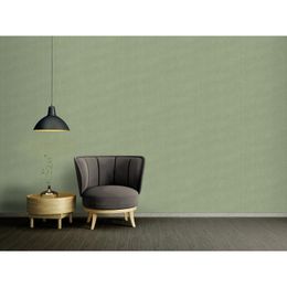 Livingwalls living walls Vliestapete &raquo;Stories of Life Tapete Gr&uuml;n mit moderner Leinenstruktur&laquo; Leinenoptik einfarbig uni leicht strukturiert Vliestapete f&uuml;r 