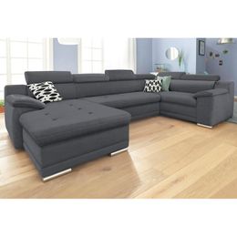Quelle mit Kopfteilverstellung, wahlweise mit Schlaffunktion grau Kunstleder SOFTLUX ;Luxus-Microfaser ALTARA NUBUCK (100% Polyester);Struktur ( 100% 