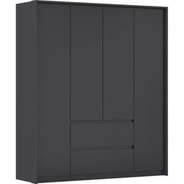 Rauch Dreht&uuml;renschrank &raquo;Mainz mit Passepartout&laquo; optional mit Beleuchtung, Au&szlig;ent&uuml;ren mit Push-to-Open Funktion grau Holzwerkstoff B/H/T: 185cm x 212cm