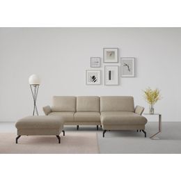 Sit & More sit&more Ecksofa &raquo;Fashion L-Form&laquo; wahlweise mit Kopfteilverstellung und Vorziehsitz, motorisch beige B/H/T: 253cm x 84cm x 165cm, Luxus-Microfasermit 