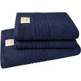 Dyckhoff Handtuch Set &raquo;Nature&laquo; Set 3 Stk. Frottier 3er Set: 2x Handt&uuml;cher, je 50 x 100 cm & 1x Badetuch 70 x 140 cm blau Frottier, Obermaterial: 100% Baumwolle