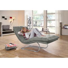 W.Schillig Relaxliege &raquo;daily dreams&laquo; in Waffelkissen-Optik, wahlweise mit Motor, Freischwingergestell grau Stoff S37 (100% Polyester) B/H/T: 75cm x 
