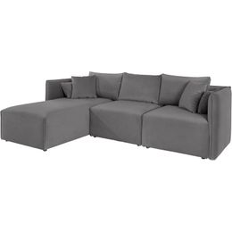 OTTO home Ecksofa &raquo;N&ouml;re L-Form&laquo; 3 Teile, in vielen Bezugsqualit&auml;ten und Farben. Modulteile s. "N&ouml;re" grau Samtoptik (100% Polyester) B/H/T: 262cm x 