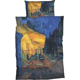 Goebel Bettw&auml;sche &raquo;Nachtcafe&laquo; 2 Stk. au&szlig;ergew&ouml;hnlich blau Satin, Obermaterial: 100% Baumwolle B/L: 155cm x 220cm, 1 Stk., 1 Stk., Satin, B/L: 80cm x 80cm, 2 