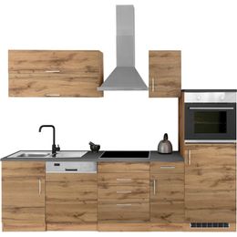 KOCHSTATION K&uuml;chenzeile &raquo;KS-Colmar&laquo; mit E-Ger&auml;ten, Breite 270 cm braun B/H/T: 270cm x 60cm