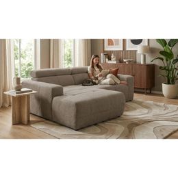 OTTO home Ecksofa &raquo;Ballerup 211 x 175 cm, auch mit verstellbarer Sitztiefe&laquo; Kopfteile verstellbar, Pet Friendly Bezug, L-Form braun 100% Polyester B/H