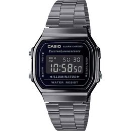CASIO VINTAGE Damen CASIO VINTAGE Chronograph Quarzuhr, Armbanduhr,Damenuhr, Herrenuhr, Digitaluhr, Edelstahlarmband grau Einheitsgr&ouml;&szlig;e