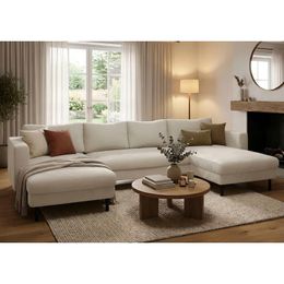 Trendmanufaktur Wohnlandschaft &raquo;Amazing II, wahlw. mit Schlaffunktion & Bettkasten, Fu&szlig; schwarz&laquo; Sofa in U-Form, in Cord, Struktur LEO o. Struktur 