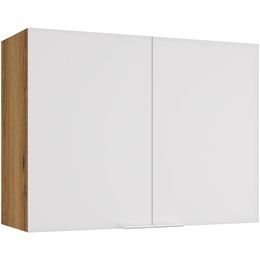 H&auml;ngeschrank &raquo;H&auml;ngeschrank EDEN Breite 80&laquo; 1 Stk. tlg. H&auml;ngeschrank EDEN Breite 80 wei&szlig; Holzwerkstoff Eiche Helvezia Nachbildung, B/H/T: 80cm x 60cm x