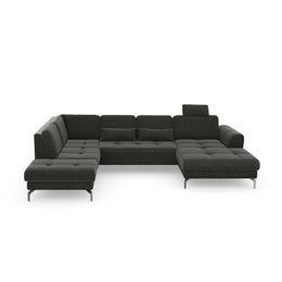 Sit & More sit&more Wohnlandschaft &raquo;Bendigo U-Form&laquo; inklusive Sitztiefenverstellung, Bodenfreiheit 15 cm, in 2 Fu&szlig;farben grau B/H/T: 332cm x 87cm x 226cm, 