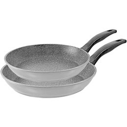 Stoneline Pfannen-Set Aluminiumguss Set, 1x Bratpfanne &Oslash; 20 cm, 1x Schmorpfanne &Oslash; 28 cm, 2 Stk. tlg. Induktion grau &Oslash; 28cm