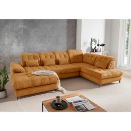 Home Affaire Ecksofa &raquo;Lazio modern & bequem, Breite 358cm, U-Form, tolle Detailverarbeitung&laquo; inkl. Bettkasten, Bettfunktion, Kopfteil-, 