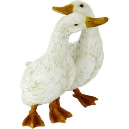 I.GE.A. Dekoobjekt &raquo;G&auml;nsepaar&laquo; 2er Set 3 K&uuml;ken Balkon Deko Wintergarten Teich Garten Tierfigur wei&szlig; Polyresin B/H/T: 18cm x 27cm