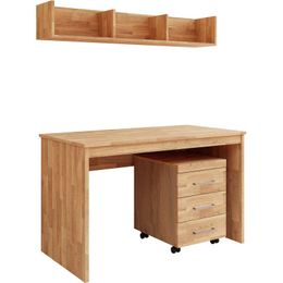 OTTO home B&uuml;rom&ouml;bel-Set &raquo;Logo&laquo; Set besteht aus Schreibtisch,Rollcointainer,Wandregal, 3 Stk. tlg. passt in verschiedene Einrichtungsstile beige B/H/T: