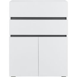 Home Affaire Midischrank &raquo;Wisla&laquo; H&ouml;he 98 cm, mit T&uuml;ren & Schubkasten wei&szlig; Holzwerkstoff wei&szlig;, B/H/T: 76cm x 98cm x 35cm, Schubladen: 2 Stk. T&uuml;ren: 2 