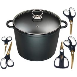King Suppentopf Set, 7 Stk. tlg. Aluminiumguss schwarz &Oslash; 24cm + H&ouml;he 18cm
