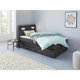 Home Affaire Boxbett &raquo;Luan&laquo; Schubk&auml;sten, LED-Beleuchtung und Topper, in Breite 120 cm und 180 cm grau Polyester Polyester Schubk&auml;sten links, 