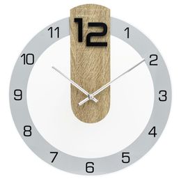 AMS Unisex AMS Wanduhr Quarzuhr, Holz, Wohnzimmer, Esszimmer, K&uuml;che, Arbeitszimmer, B&uuml;ro,Flur braun B/H/L: 34cm x 5cm x 35cm
