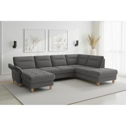 Sit & More sit&more Wohnlandschaft &raquo;Pamela U-Form, B: 292 cm, optional Schlaffunktion & Armteilverstellung&laquo; mit Federkern und Liegefl&auml;che aus Originalstoff grau 