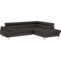 COTTA Ecksofa &raquo;Komaris L-Form, B: 249 cm&laquo; mit Kopfteilverstellung, optional Schlaffunktion, Bettkasten & Licht braun Microfaser PRIMABELLE (100% 