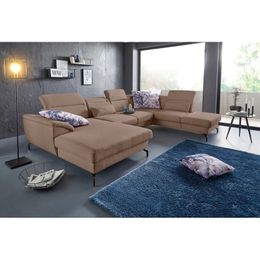 Sit & More sit&more Wohnlandschaft &raquo;Percy U-Form&laquo; 15 cm Fu&szlig;h&ouml;he, Sitztiefenverstellung, wahlweise in 2 Fu&szlig;farben beige B/H/T: 343cm x 235cm, Feinstruktur, 