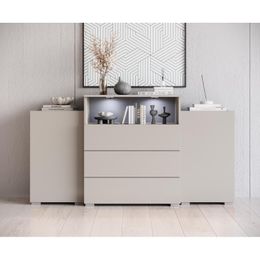 Home Affaire Sideboard &raquo;URBAN III&laquo; Moderne Kommode mit 3 Schubladen und 4 F&auml;chern, Breite 150 cm beige B/H/T: 150cm x 80,7cm x 39cm, 3 Stk., 2 Stk.