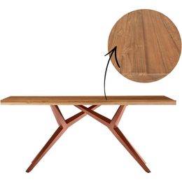 Sit Esstisch &raquo;Juneau aus recyceltem Teak mit 50-mm-Platte & Rustik-Look&laquo; 50 mm starke Teakplatte mit markanter rustikaler Oberfl&auml;che braun Platte 