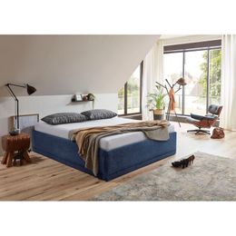 Westfalia Schlafkomfort Polsterbett &raquo;Texel&laquo; Standardh&ouml;he mit Zierkissen, Bettkasten bei Ausf&uuml;hrung mit Matratze blau Bezug Bett: Veloursstoff 100% Polyester oder Microfaser (